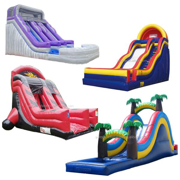 Quality Custom Blue Purple Red Large Inflatable Water Slide With Pool For Sale for sale