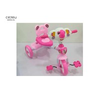 Quality Age 3 Kid Riding Tricycle Loaded 25kg Pink Plastic Trike With Flashing Pedal for sale