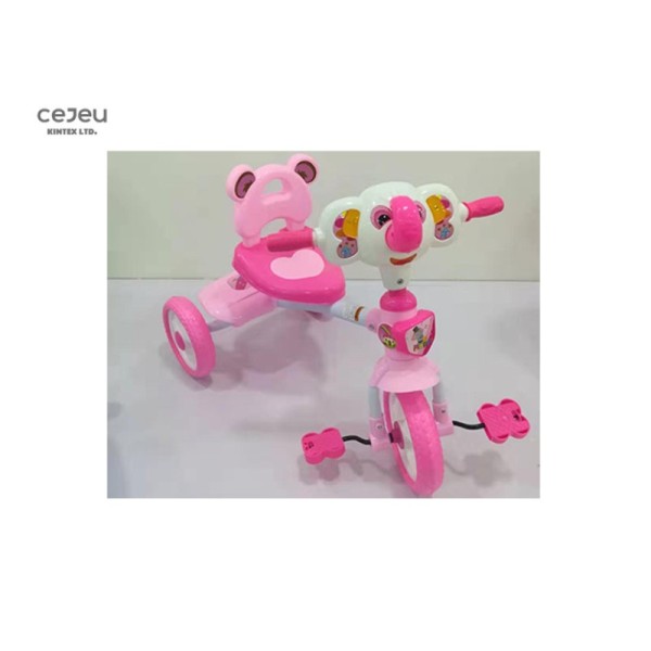 Quality Age 3 Kid Riding Tricycle Loaded 25kg Pink Plastic Trike With Flashing Pedal for sale