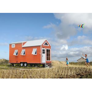 Quality AS/US Prefabricated Tiny House Hotel Unit Orange Black Mobile House On Wheels for sale