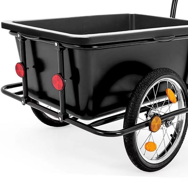 Quality Black Folding Hand Trolley Durable Bicycle Bike Cargo Luggage Trailer for sale