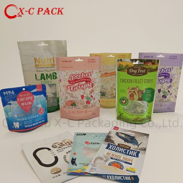 Quality Window Recyclable plastic pet food packaging aluminized stand up bag with zipper for sale