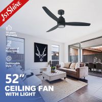 Quality Remote Control 220V 50HZ 6 Speed LED Ceiling Fan With 3 Wood Blades for sale
