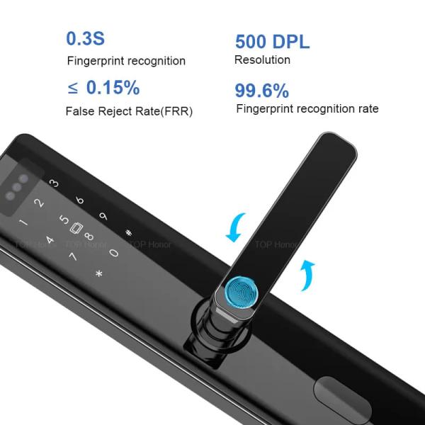 Quality Facial Recognition Smart Handle Door Lock Digital Code Card NFC Biometric Access for sale
