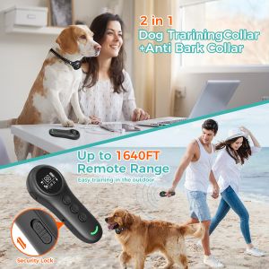 Quality Adjustable Smart Dog Training Collar Anti-Bark 3 Modes Remote Control Rechargeab for sale
