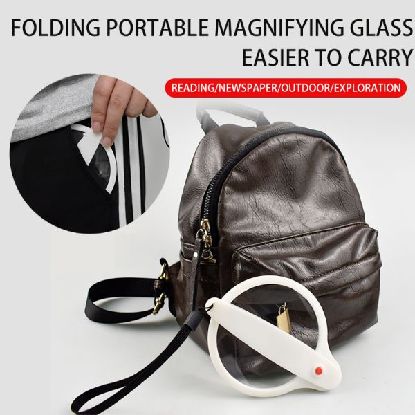 Quality Amazon 90mm Foldable Handheld 3X+6X Optical PMMA Instruments Magnifying Glass for sale