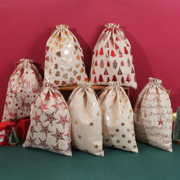 Quality Eco-friendly Christmas Santa Sacks Drawstring Bag for Mini Gifts and Candy Packaging for sale