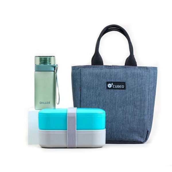 Quality Kid Friendly Eco Plastic BPA Free Lunch Box with Cutlery in 2 Layer Storage Container for sale