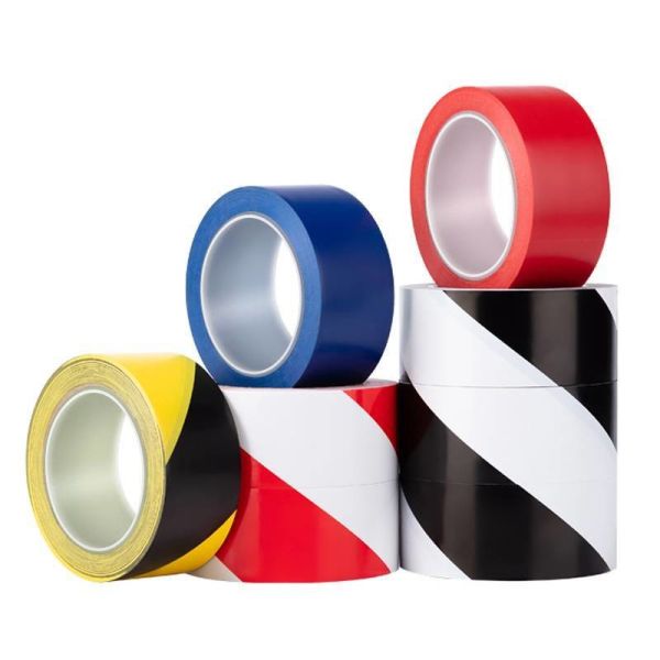 Quality High Tensile Strength PVC Lane Marking Tape For Warehouse Safety In Black And Yellow for sale