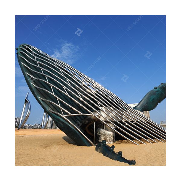 Quality 40M Large Forged Bronze Whale Sculpture Patina Finish Hand Forging for sale