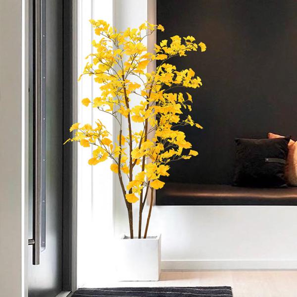 Quality ODM Golden Color Artificial Ginkgo Tree For Exhibition Yellow Leaf for sale