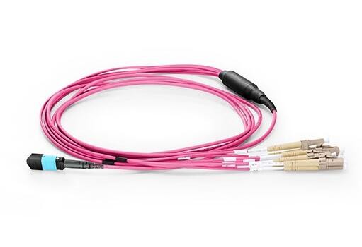 Quality Aqua To LC 8F Core OM4 Mpo Optical Fiber Patch Cord for sale
