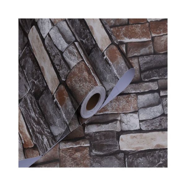 Quality Vinyl Embossed 3D Brick Stone Wallpaper DIY 3D Effect Brick Stone Wallpaper for sale