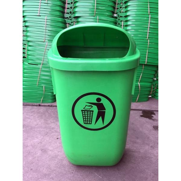Quality Outdoor Standing Induction Type Eco-friendly 50L Green Small Double Bins Plastic for sale