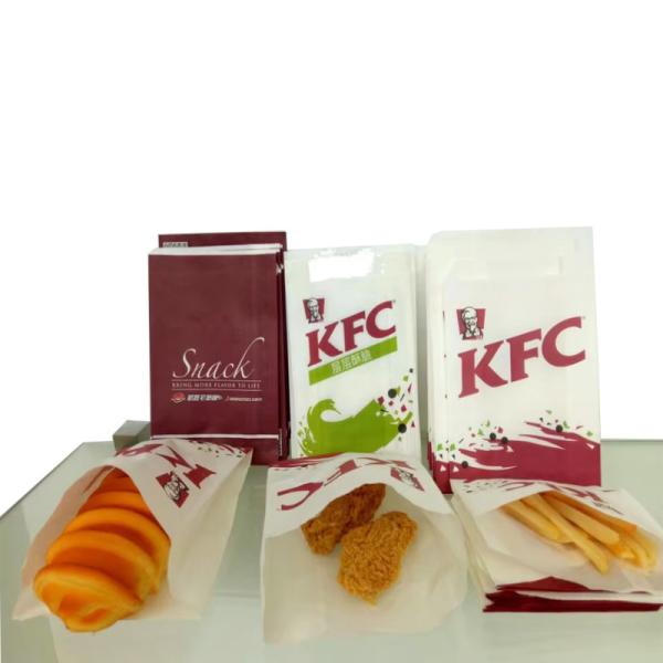 Quality Custom Pinch Bottom Open Mouth Bag Greaseproof Laminated Brown Paper Food Bags for sale