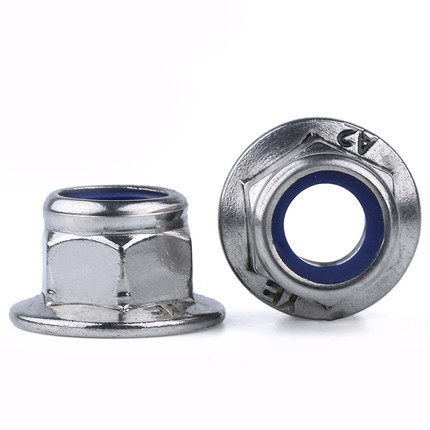 Quality M6 M8 Nylon Insert Hex Flange Nuts Hexagon Flange Nylon Nut With Blue White Zinc for sale