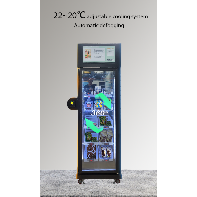 Smart Fridge Ice Cream Vending Machine -18℃ Freezer With Touch Screen Card Reader automatic defogging