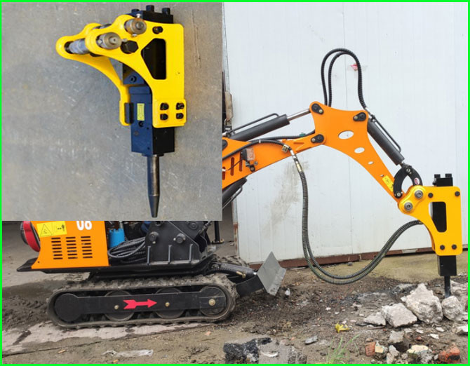 1.5t 2T Mini Hydraulic Jack Hammer Attachments Demolition Breaker ...
