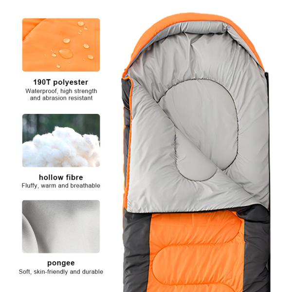 Quality 1 Person Camping Sleeping Bags Orange Rectangular Backpacking Sleeping Bag for sale