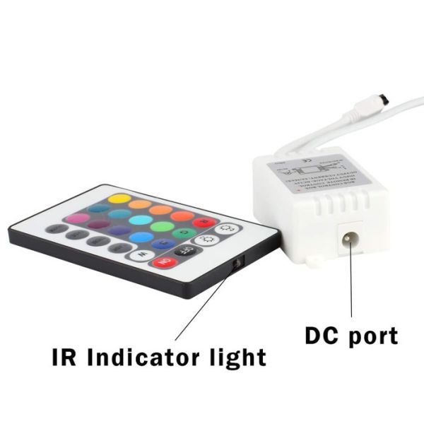 Quality 16 Million Color Led Light Strip Controller 5-24v With Ir 24 Key Remote Control for sale