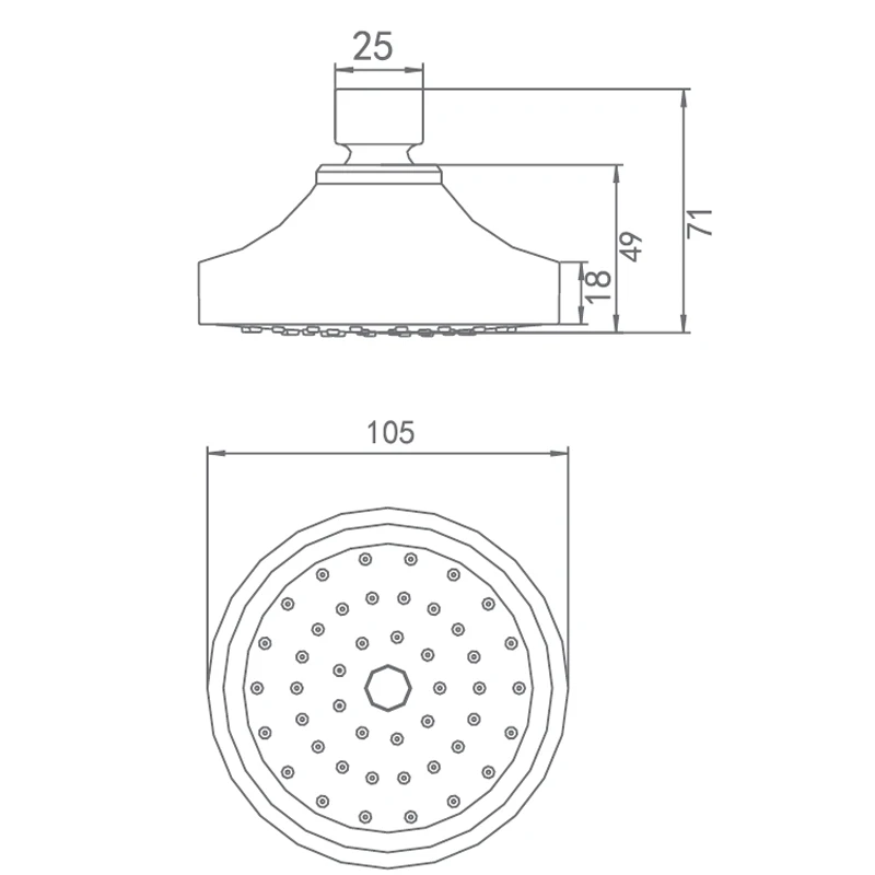 Close-up of shower head nozzle details