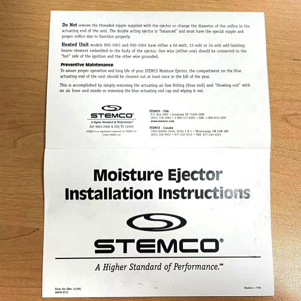 Quality STEMCO 900-1062 AUTOMATIC MOISTURE EJECTOR The Perfect Moisture Elimination for sale