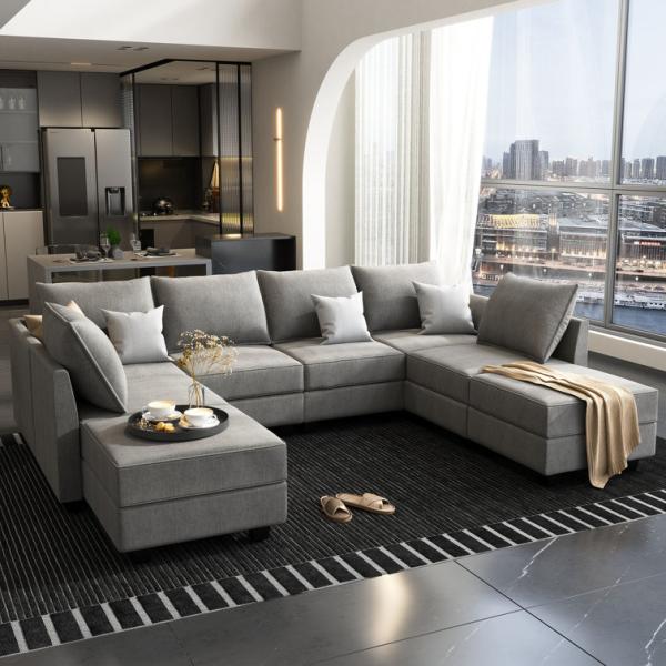 Quality U Shaped Modular Sectional Sofa Multiscene Anti Scratch Modern Style for sale