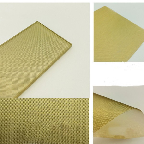 Quality Gold Metallic Mesh Fabric Laminated Glass for sale