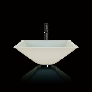 Quality Funnel Shaped Bathroom Wash Basins Lacquered Tempered Glass White Bathroom Sink for sale