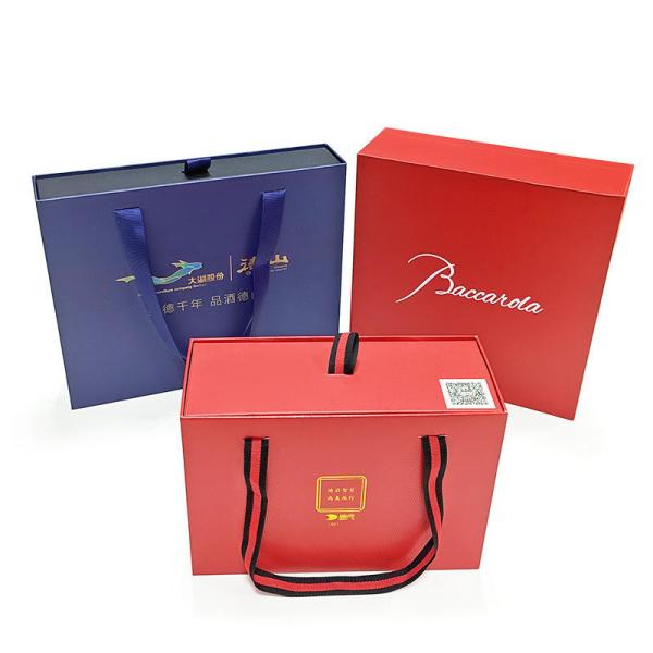 Quality Paper Cardboard Rigid Gift Box Luxury Wine Bottle Packaging Box Sliding Drawer for sale