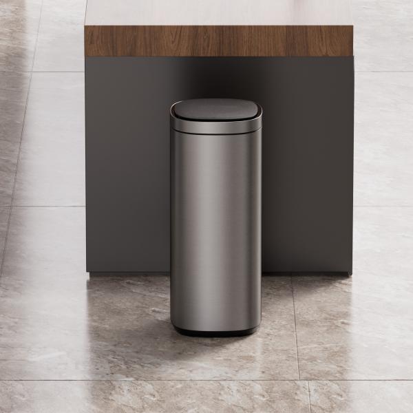Quality 50L Big Capacity Stainless Steel Smart Sensor Bin Sustainable and Rolling Cover Type for Convenient Waste Disposal for sale