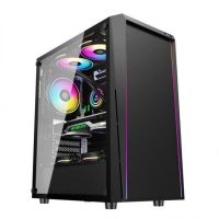 Quality ETEK - Desktop Computer Case ARGB LED Strip on the front panel,Tempered Glass on Side Panel Top I/O Panel for sale