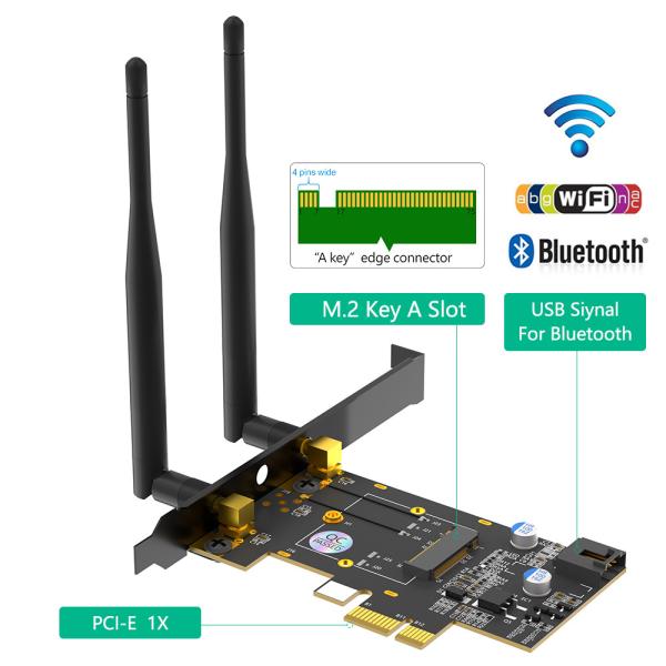 Quality NGFF M.2 Key A To PCl-e X1 Adapter For WiFi And Bluetooth Card Connect Bluetooth for sale