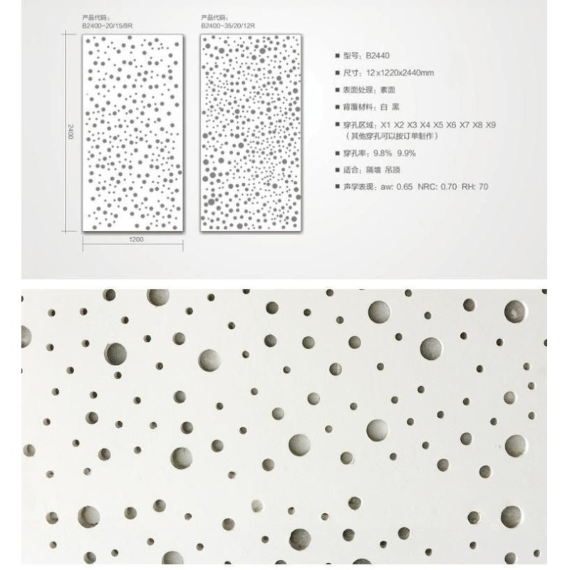 Design Acoustic Sound Absorption Suspended Gypsum Board Decorative Ceiling