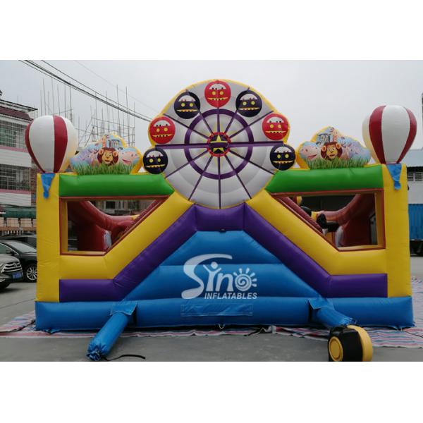 Quality Circus Clown Themed Inflatable Fun City Amusement Park With Slide Inside For for sale