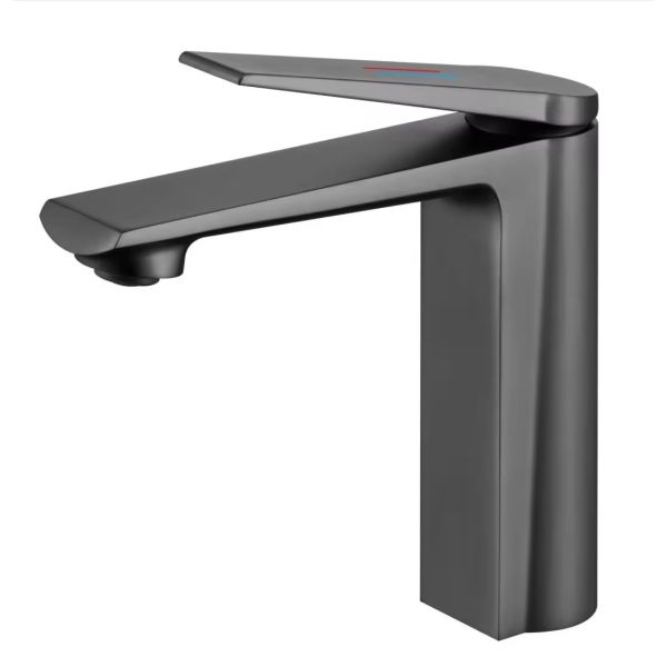 Quality Luxury Ceramic Valve Core Gun Grey Single Handle Brass Basin Faucet by Lizhen-Hwa.Con for sale