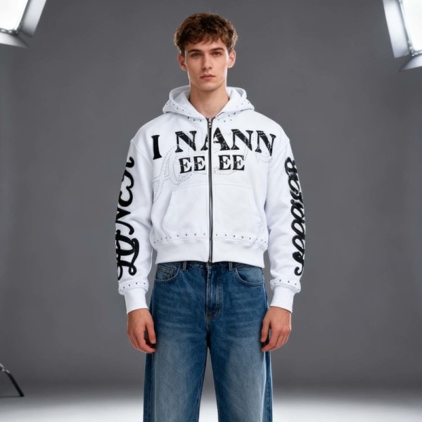 Quality Us Free Tax Factory Custom Heavyweight 450 Gsm Distressed Zip up Hoodie Men Streetwear Print Sudaderas Hombre Rhinestones Hoodie for sale