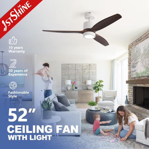 Quality 52 Inches Solid Wood Ceiling Fan with LED Light and Remote Control for Quiet for sale