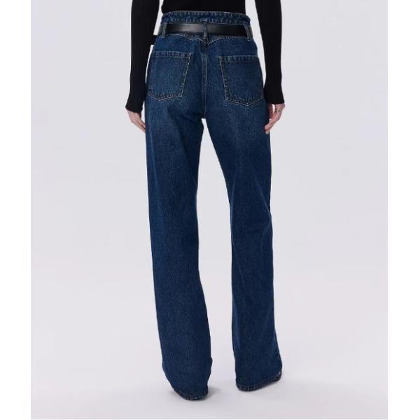 Quality High-waisted straight-leg denim trousers. for sale