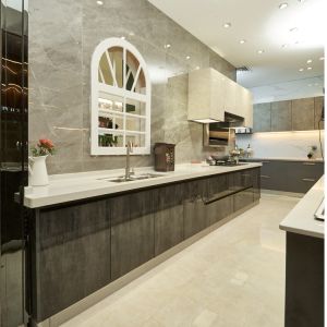 Quality High Gloss Floating Cabinet Acrylic Door 18mm Membrane Kitchen Cabinets for sale