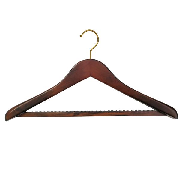 Quality Antique Design Walnut Wood Hotel Room Hangers With Brass Hook for sale