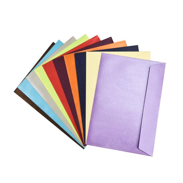 Quality Gift Envelope Foil Stamp Logo Printing A4 Invitation Blue Pearlescent Paper for sale