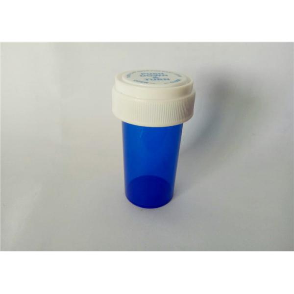 Quality Water Resistant Reversible Cap Vials , Blue 16DR Plastic Prescription Bottles for sale