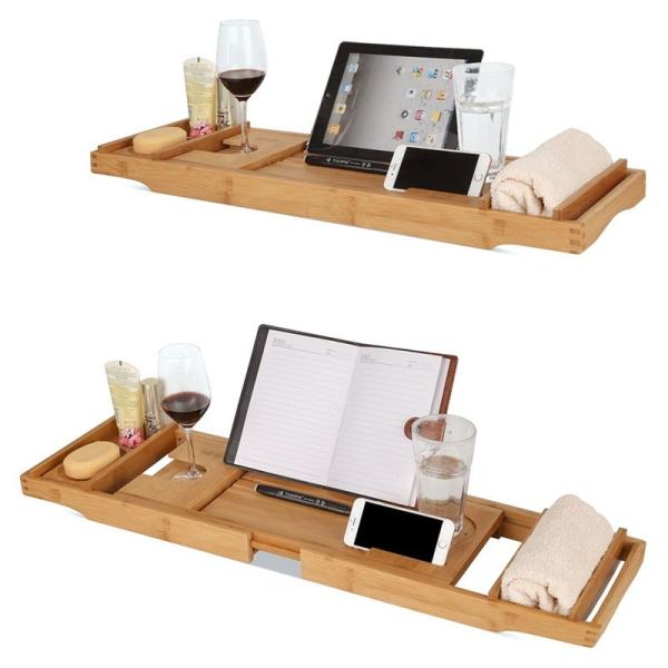 Quality Expandable Bamboo Bathtub Caddy Tray Customized 108.5x22.5x4.5cm for sale