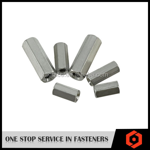 Quality Stainless Steel 304 316 Long Connector Thread Nut DIN6334 Hex Coupling Nut for sale