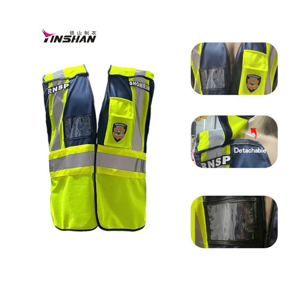 Quality Fluorescent Yellow Customized Logo High Visibility Reflective Vest for Security for sale