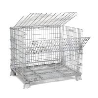 Quality Heavy Duty Warehouse Portable Galvanized Folding Wire Mesh Storage Cage for sale
