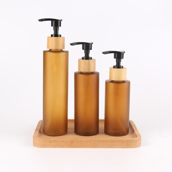 Quality 130ml Amber Frosted Pet Plastic Bottles With Lotion Spray for sale
