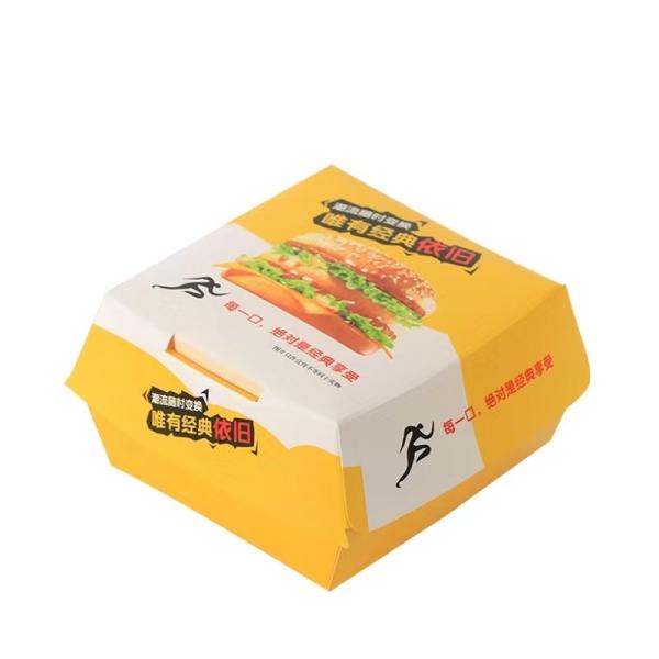 Quality Recyclable white cardboard burger box custom printed logo, disposable fast food for sale