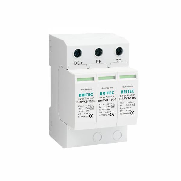 Quality BRPV3-1000 DC Surge Arrester Lightning Suppressor 1000V  PV spd 3p solar surge protection device Dc Surge Protector Spd for sale